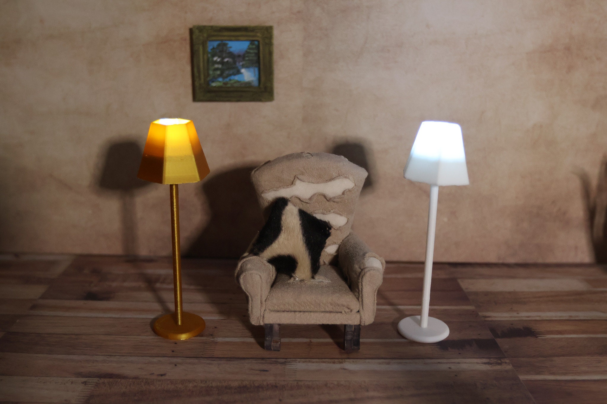 1/12 Scale Miniature Battery Operated Floor Lamp for Dollhouses. 3D ...