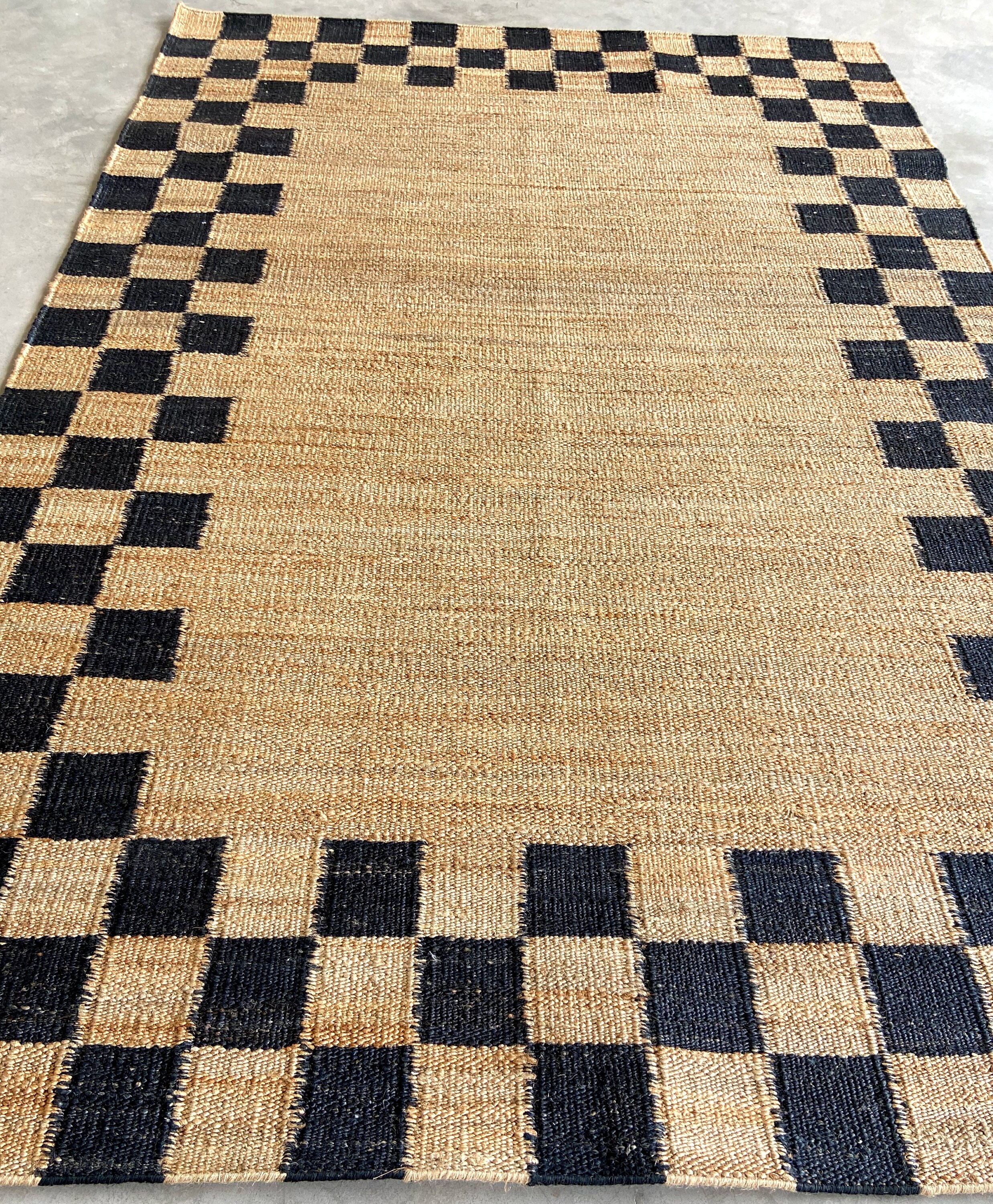 Handwoven Checkered Jute Rug: Rustic Farmhouse Decor - Etsy