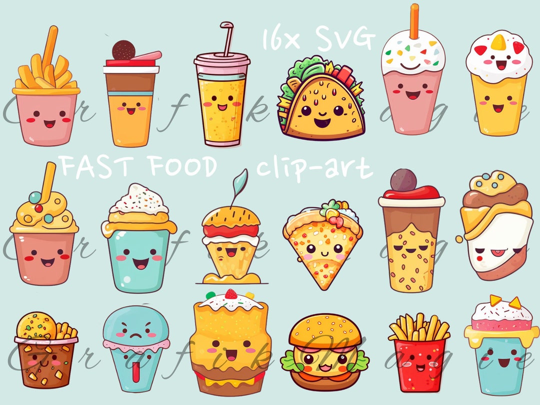 Fast Food Clipart Hamburger Clip Art Food Vector Graphic - Etsy