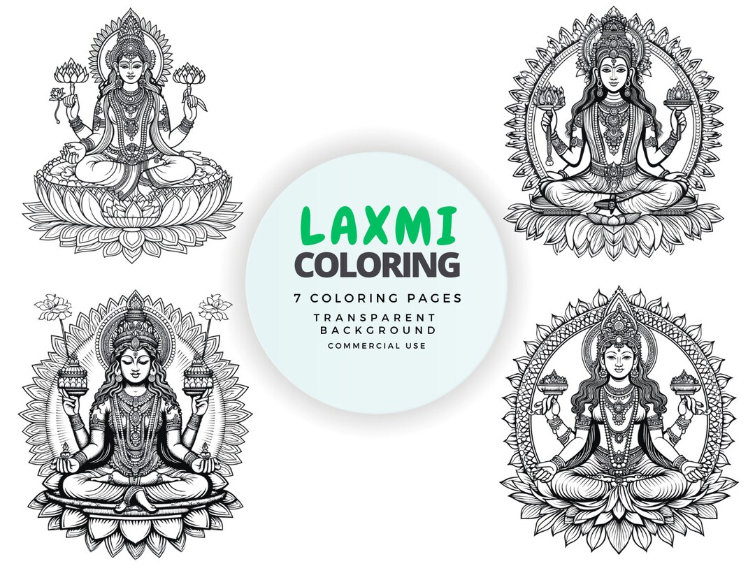 Laxmi Hindu Goddess Coloring Pages Navaratri Coloring Book for All Ages ...