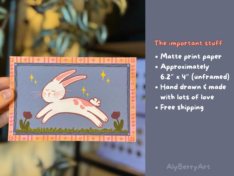 Whimsical Bunny Rabbit Art Print: Colorful Folk Nursery Decor - Etsy