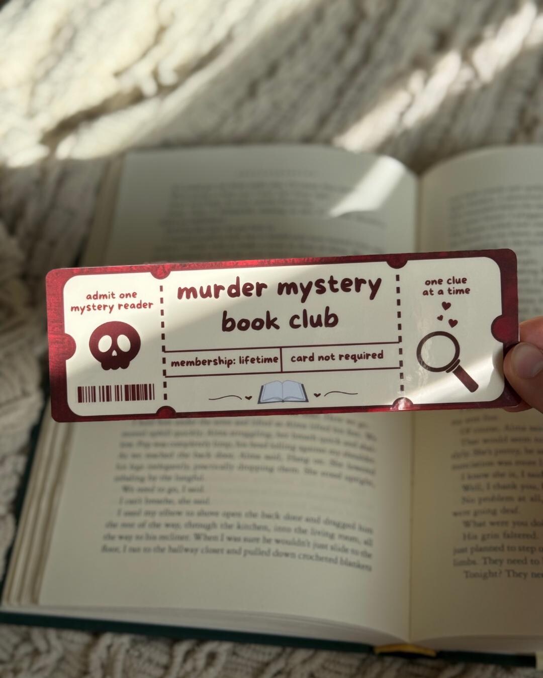 Murdery Mystery Ticket Bookmark – Cozy Mystery Gifts for Thriller ...