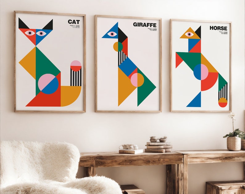 Set of 3 Bauhaus Posters, Wall Art, Modern Decor Bauhaus, Minimalist ...