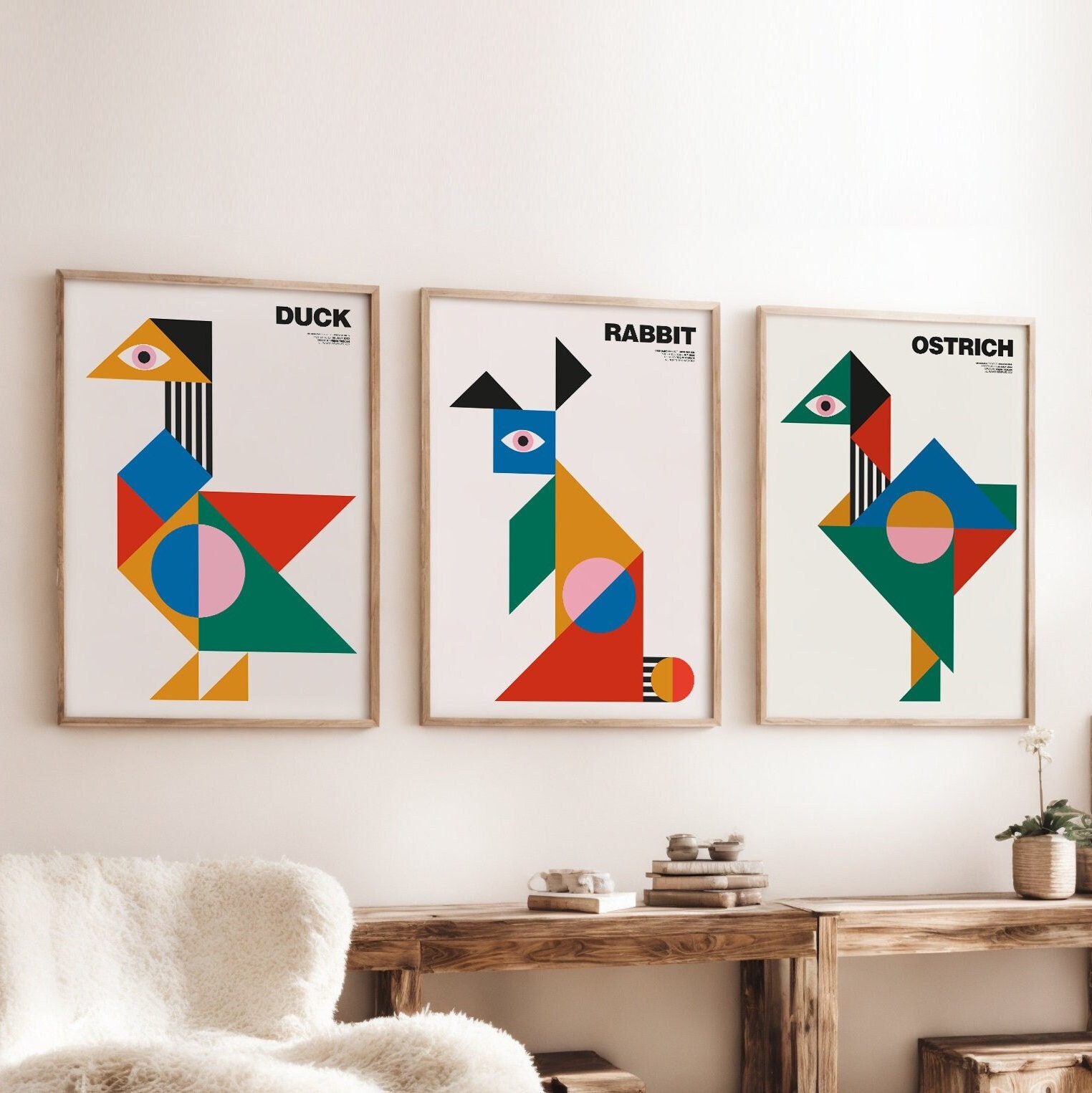Set of 3 Kids Posters, Wall Art, Modern Decor Bauhaus, Digital Print ...