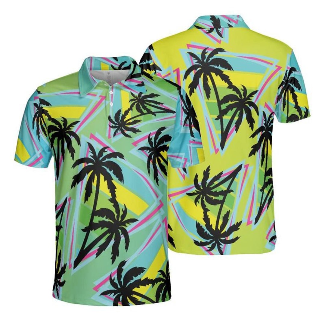 Retro Palm Trees Tropical Fade Golf Polo - Etsy