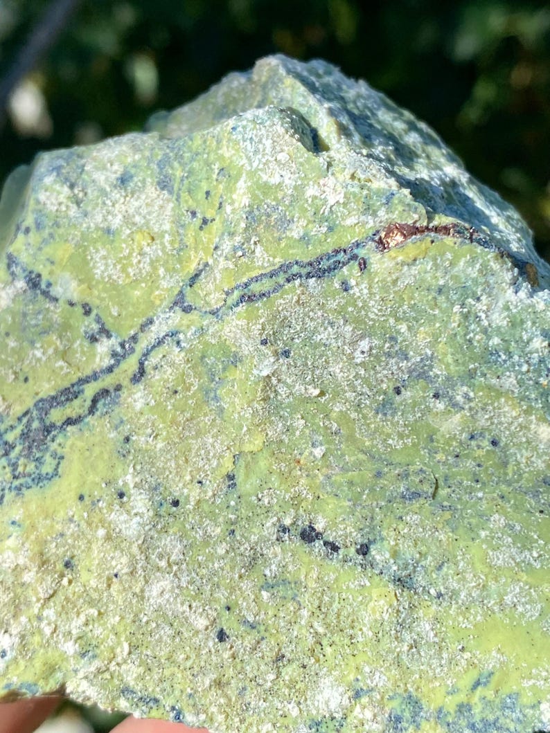 Large Raw Green Serpentine With Galena and Pyrite, Serpentine Crystal ...