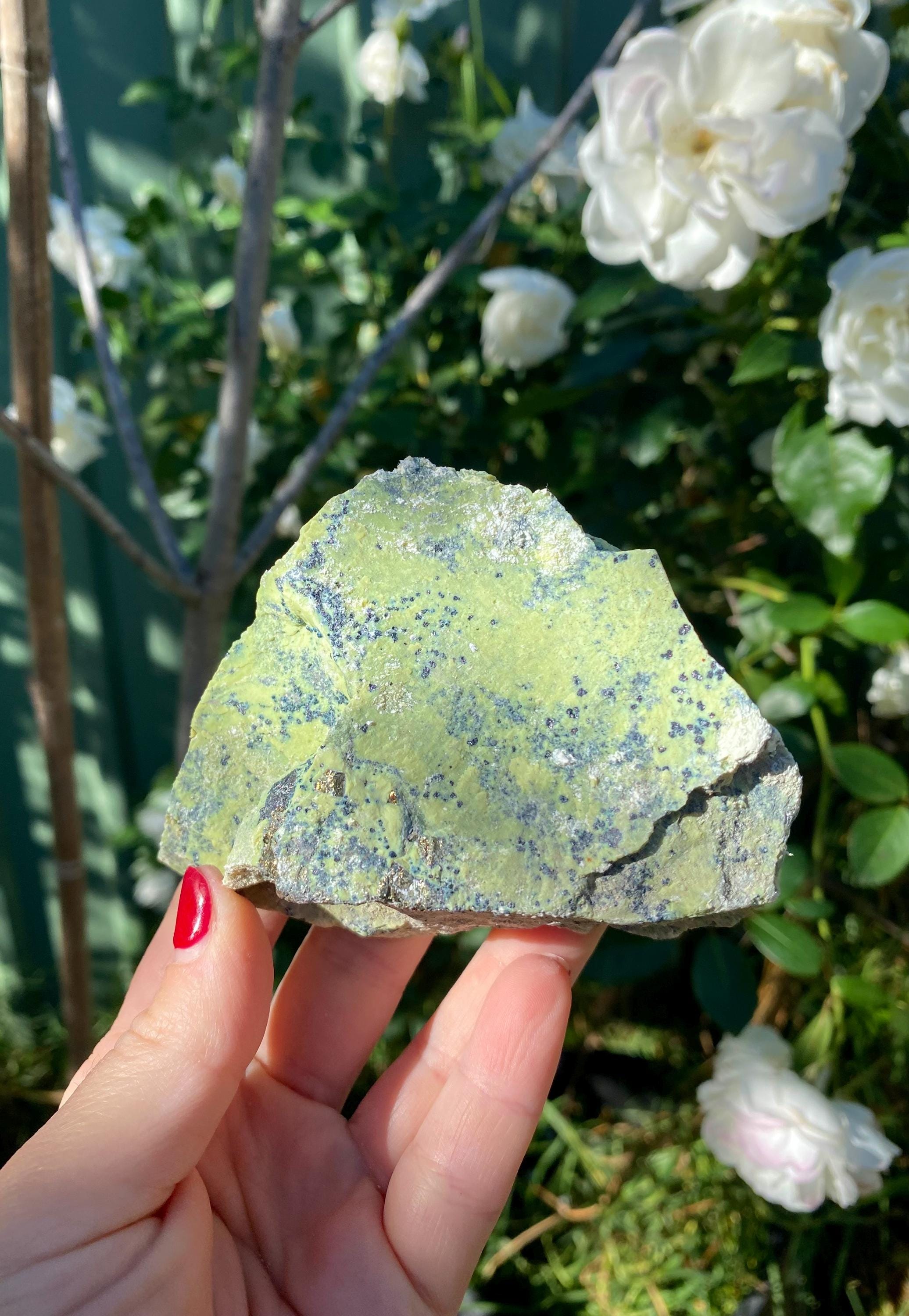 Large Raw Green Serpentine With Galena and Pyrite, Serpentine Crystal ...