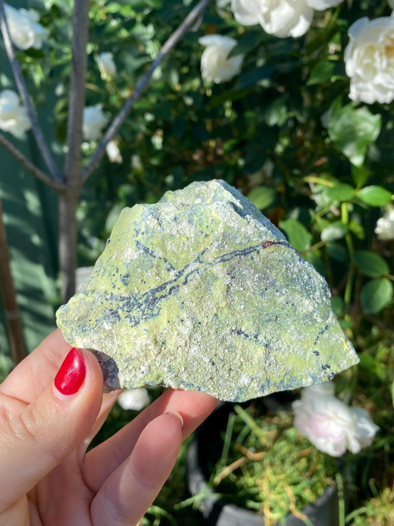 Large Raw Green Serpentine With Galena and Pyrite, Serpentine Crystal ...