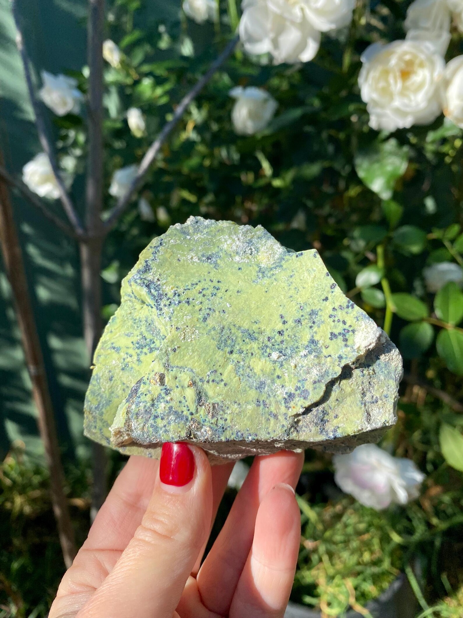 Large Raw Green Serpentine With Galena and Pyrite, Serpentine Crystal ...