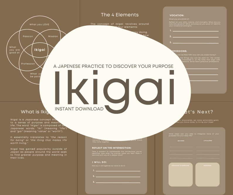 Ikigai Career Help Workbook 2024 Life Purpose Planner, Goal Setting PDF - Etsy