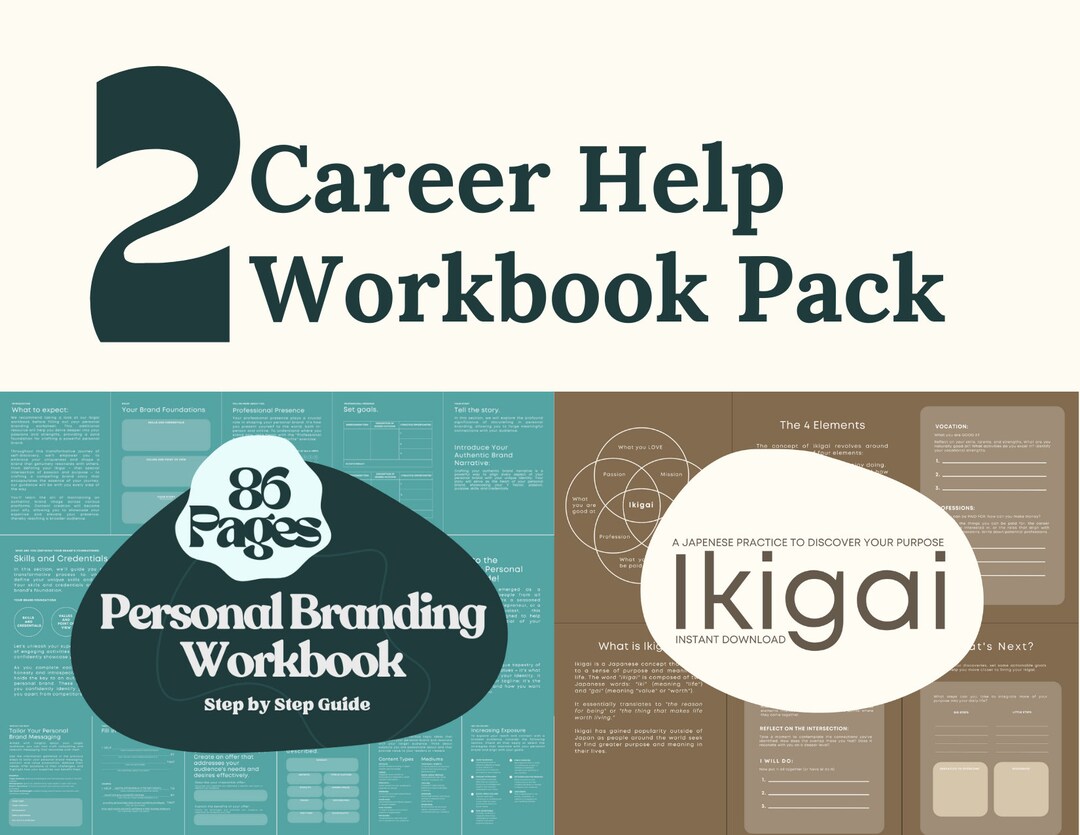 Self-discovery Bundle: Ikigai Career Help & Personal Branding Workbook ...