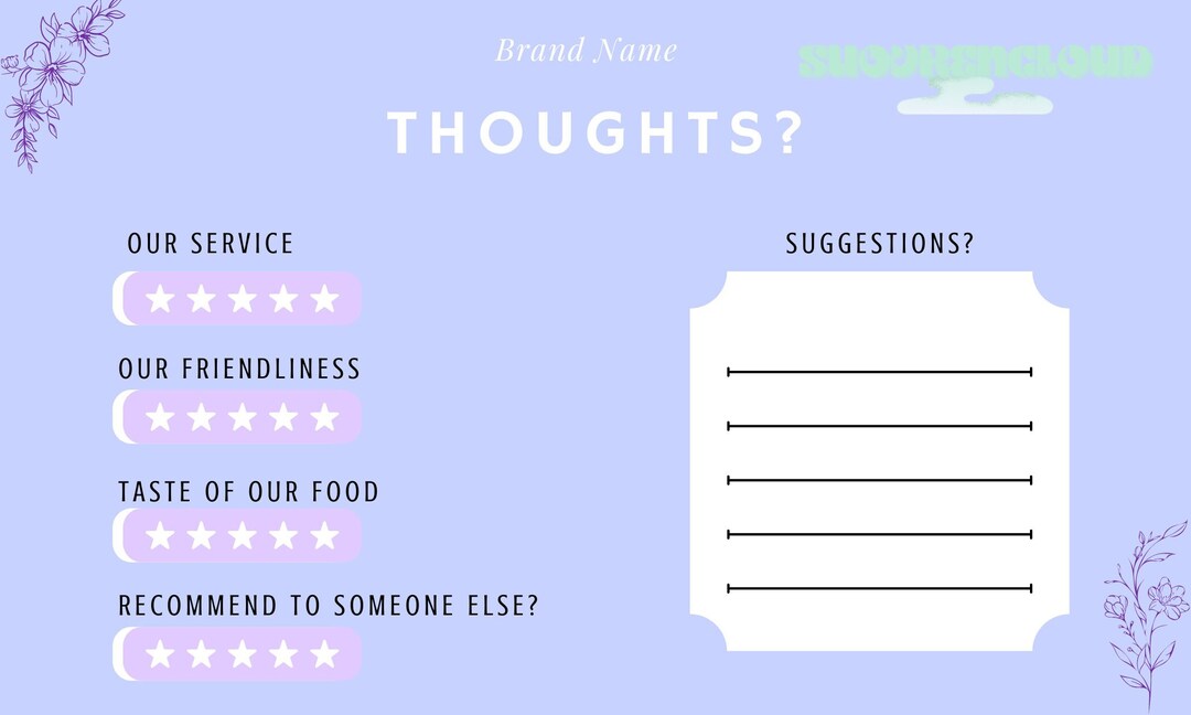 5x3 Purple Suggestion Cards for Cafes/restaurants/ Small Businesses - Etsy
