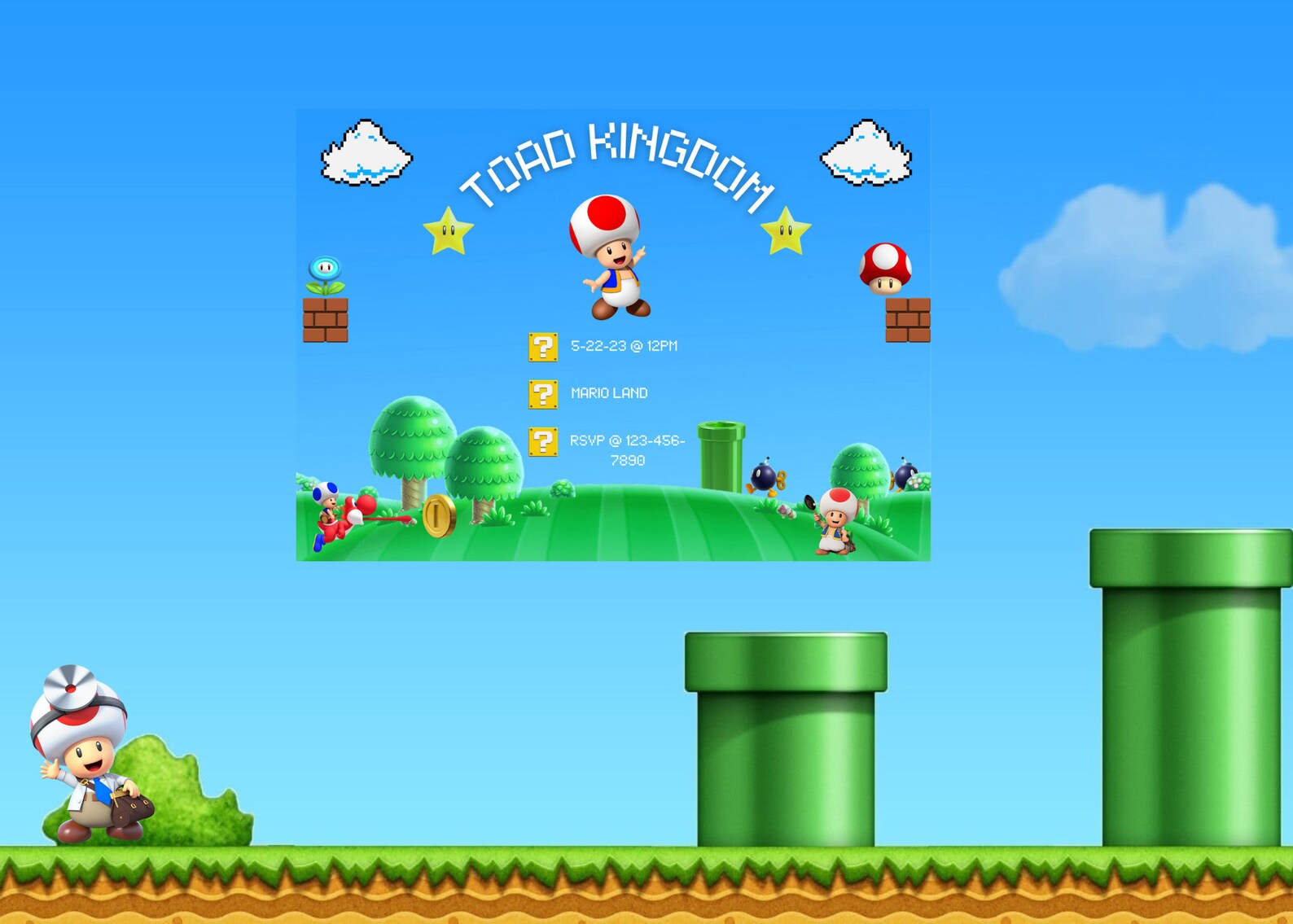 Toad Kingdom (super Mario) Theme Invitation! - Etsy