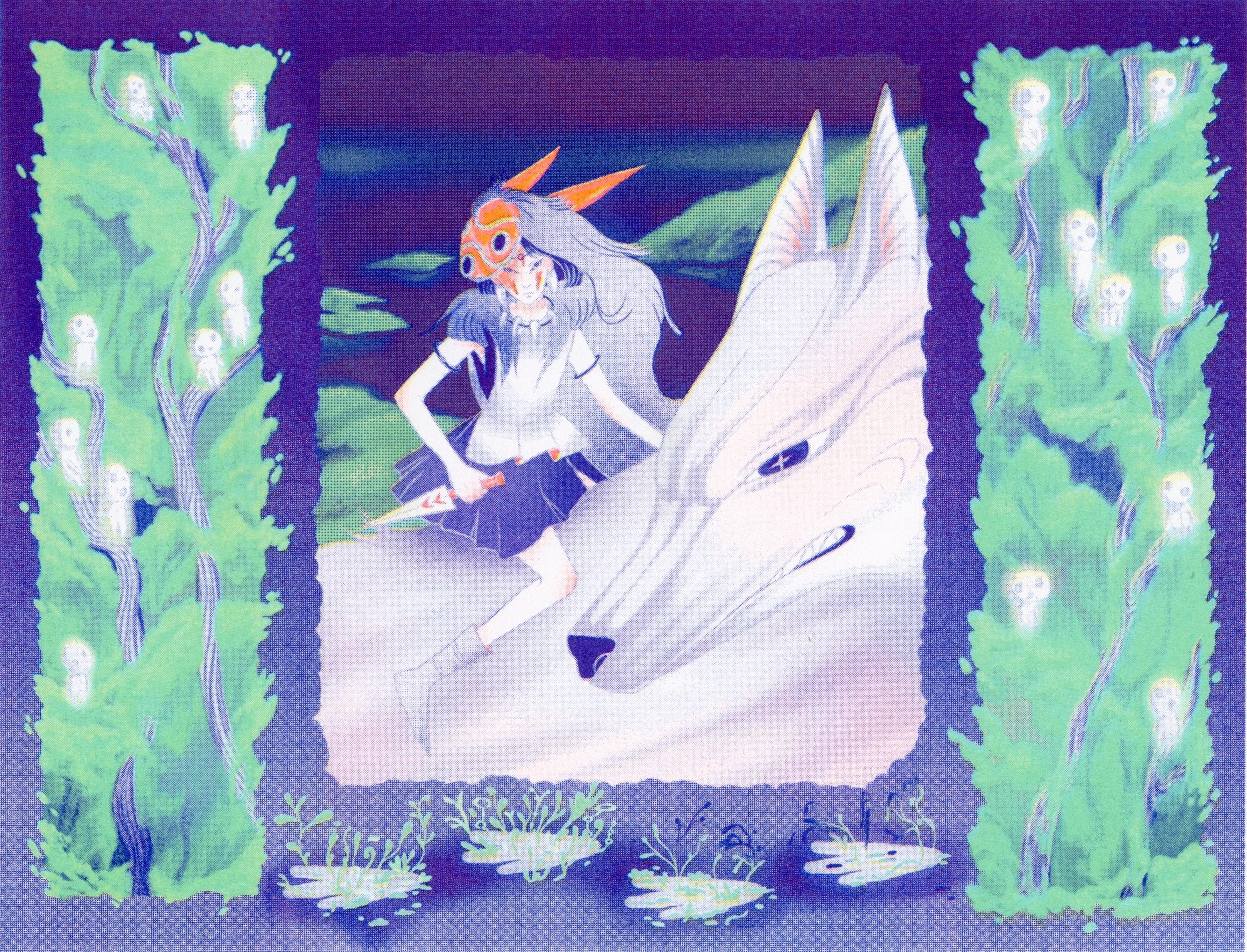 Princess Mononoke (ghibli) Risograph Print - Etsy