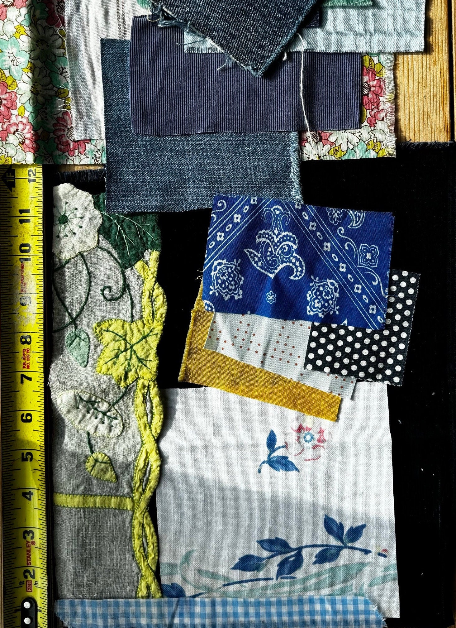 Slow Stitch Bundle spring Denim Scrap Bundle for Slow Stitch, Collage ...