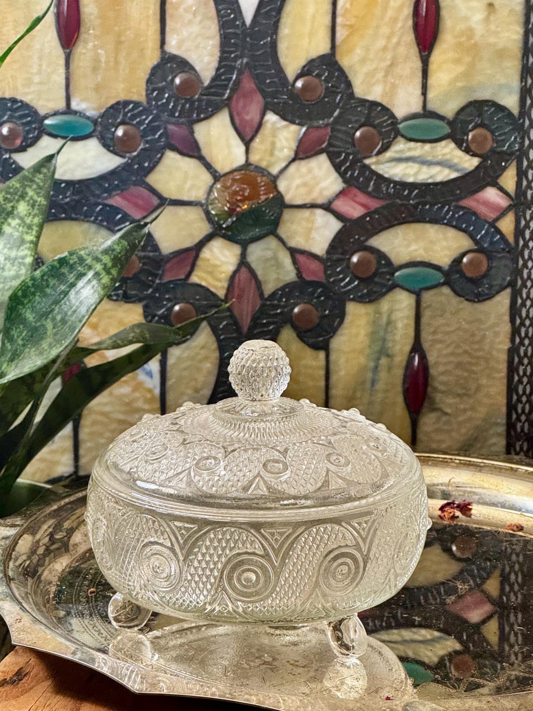Vintage Witch Ritual Bowl | Pressed Glass Cauldron - Etsy