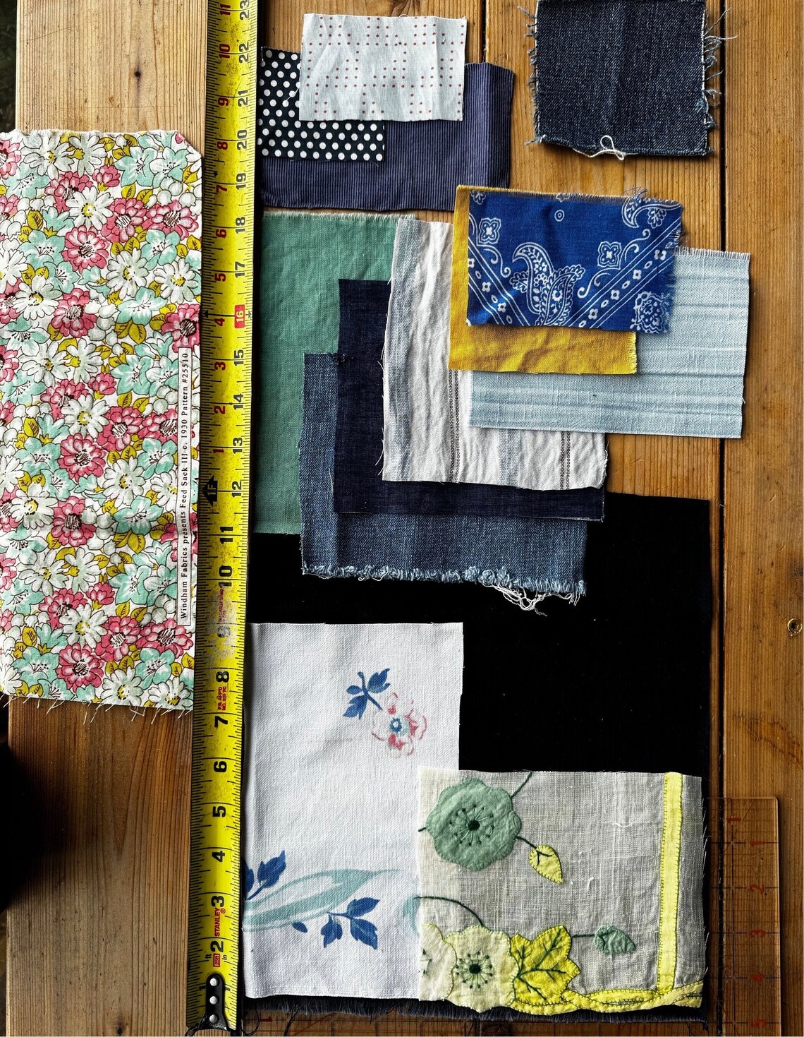 Slow Stitch Bundle spring Denim Scrap Bundle for Slow Stitch, Collage ...