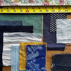 Slow Stitch Bundle spring Denim Scrap Bundle for Slow Stitch, Collage ...