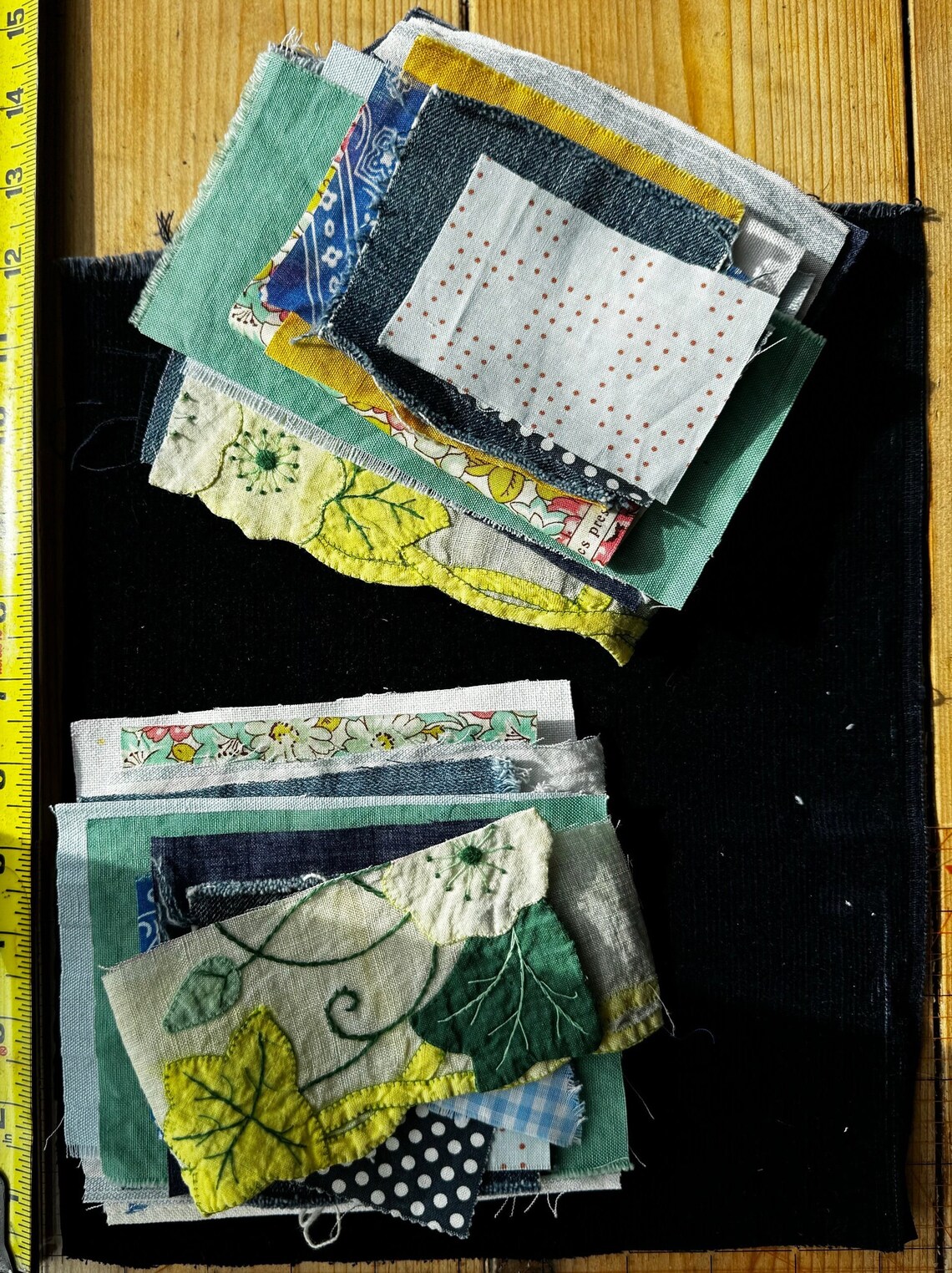 Slow Stitch Bundle spring Denim Scrap Bundle for Slow Stitch, Collage ...