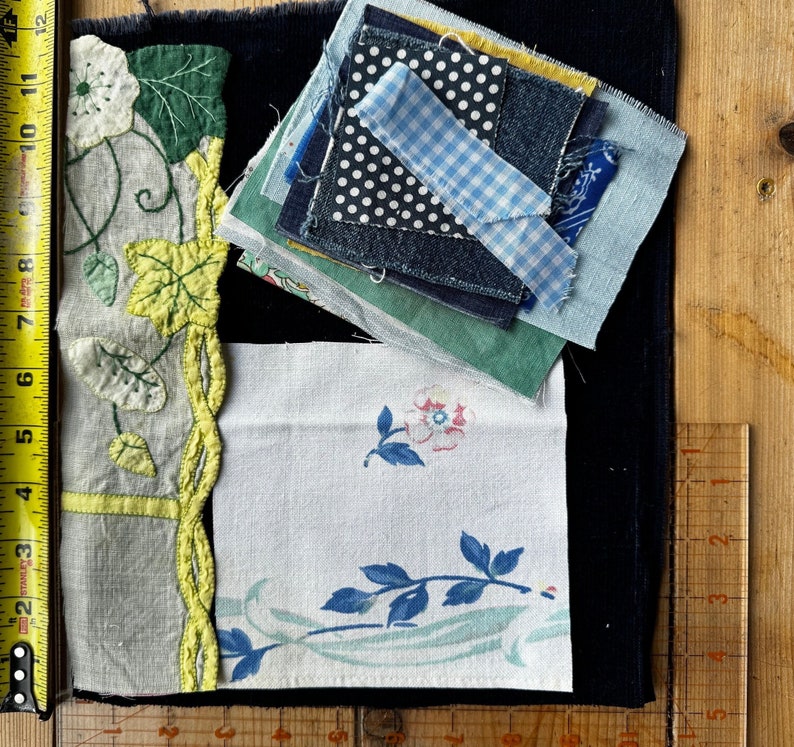 Slow Stitch Bundle spring Denim Scrap Bundle for Slow Stitch, Collage ...