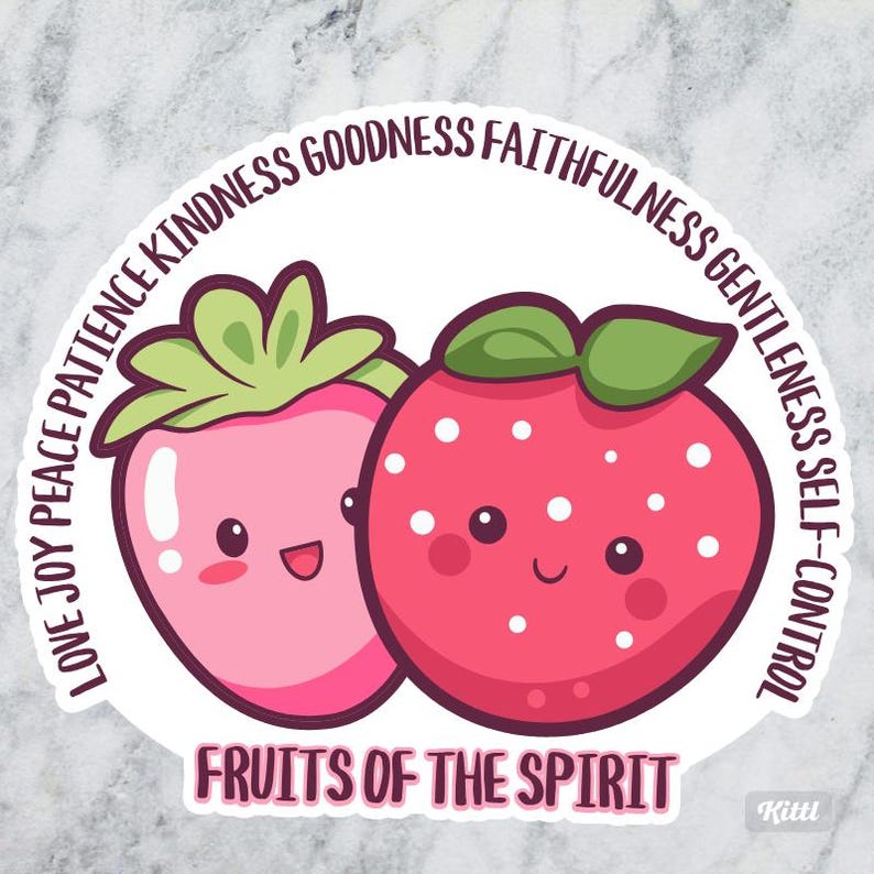Fruits of the Spirit Matte Vinyl Sticker Cute Strawberry Stickers Faith ...