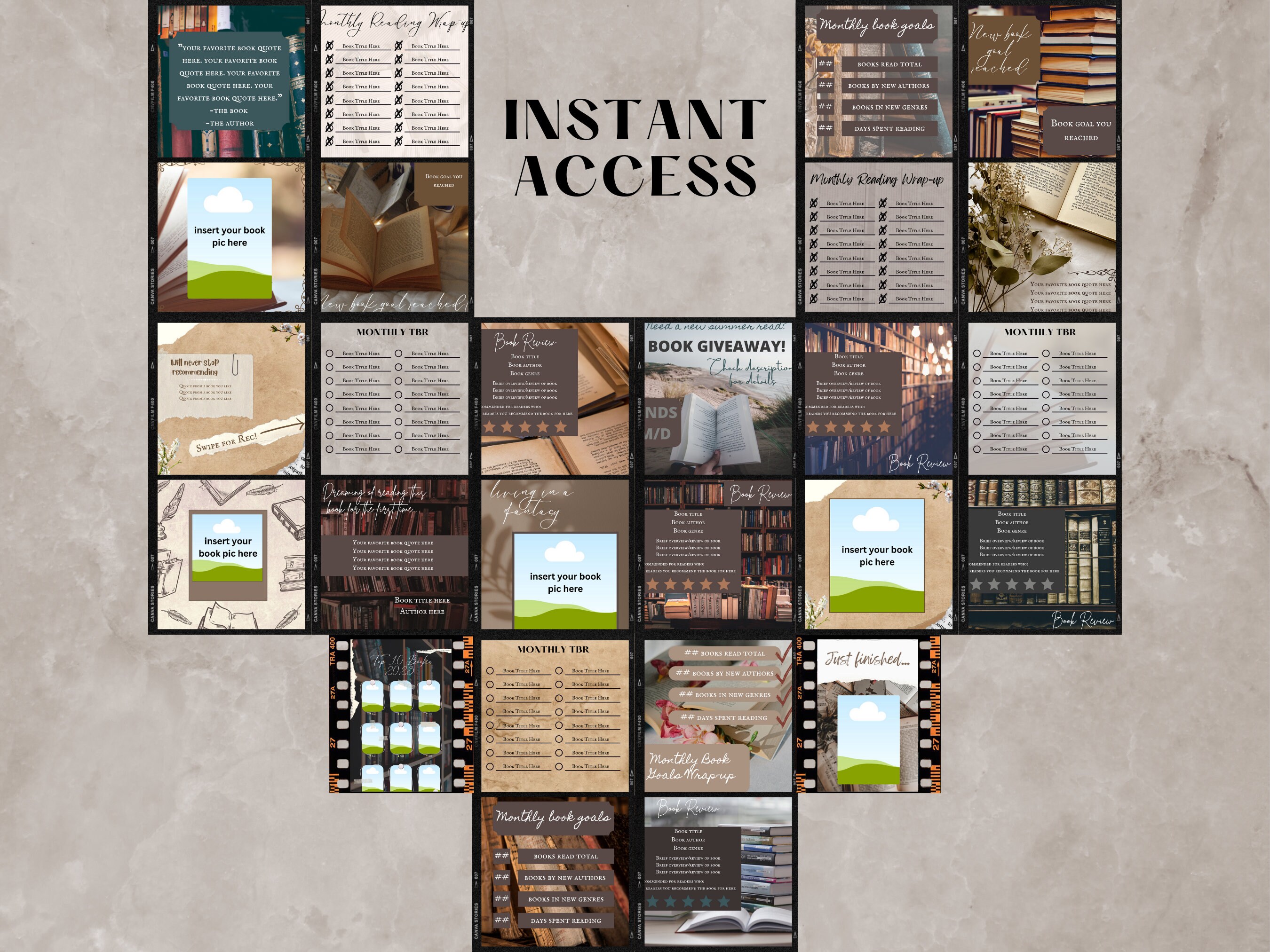 50 Bookstagram Instagram Templates Canva Posts and Stories | Presets ...