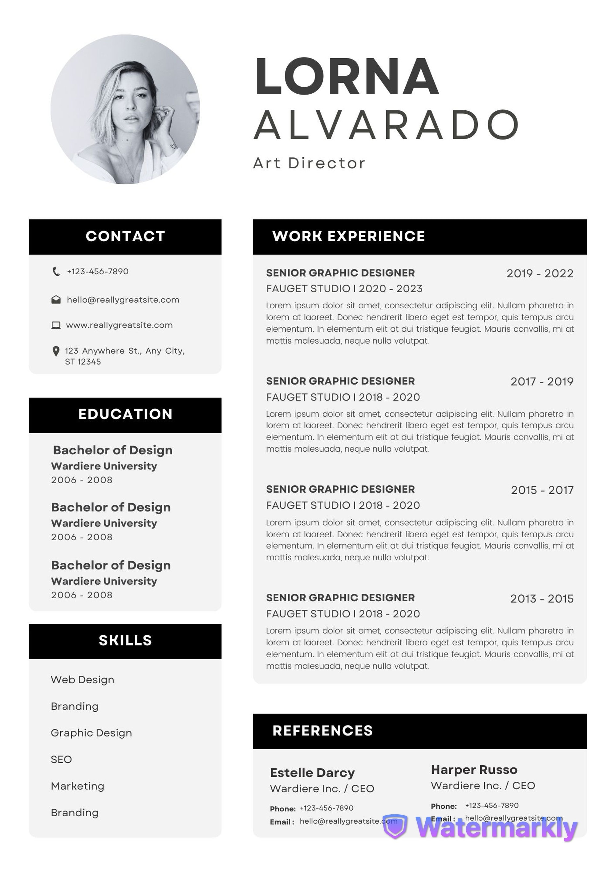 3 Minimalist Black & White Resume Template With Photo CV and a Cover ...