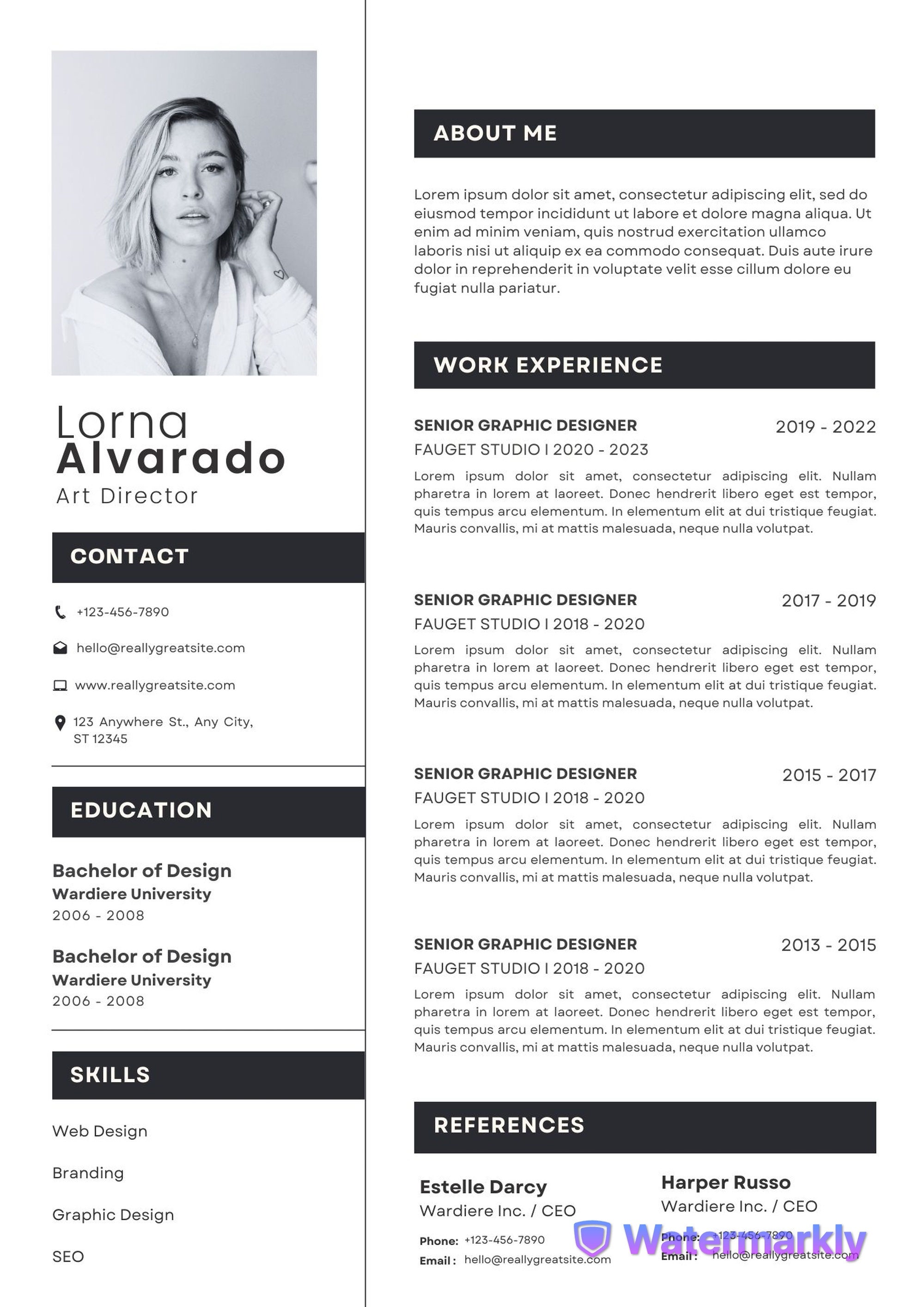 3 Minimalist Black & White Resume Template With Photo CV and a Cover ...