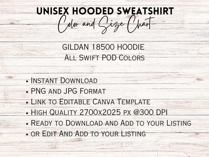 Gildan 18500 Hoodie Color and Size Chart Hooded Sweatshirt Color Chart ...