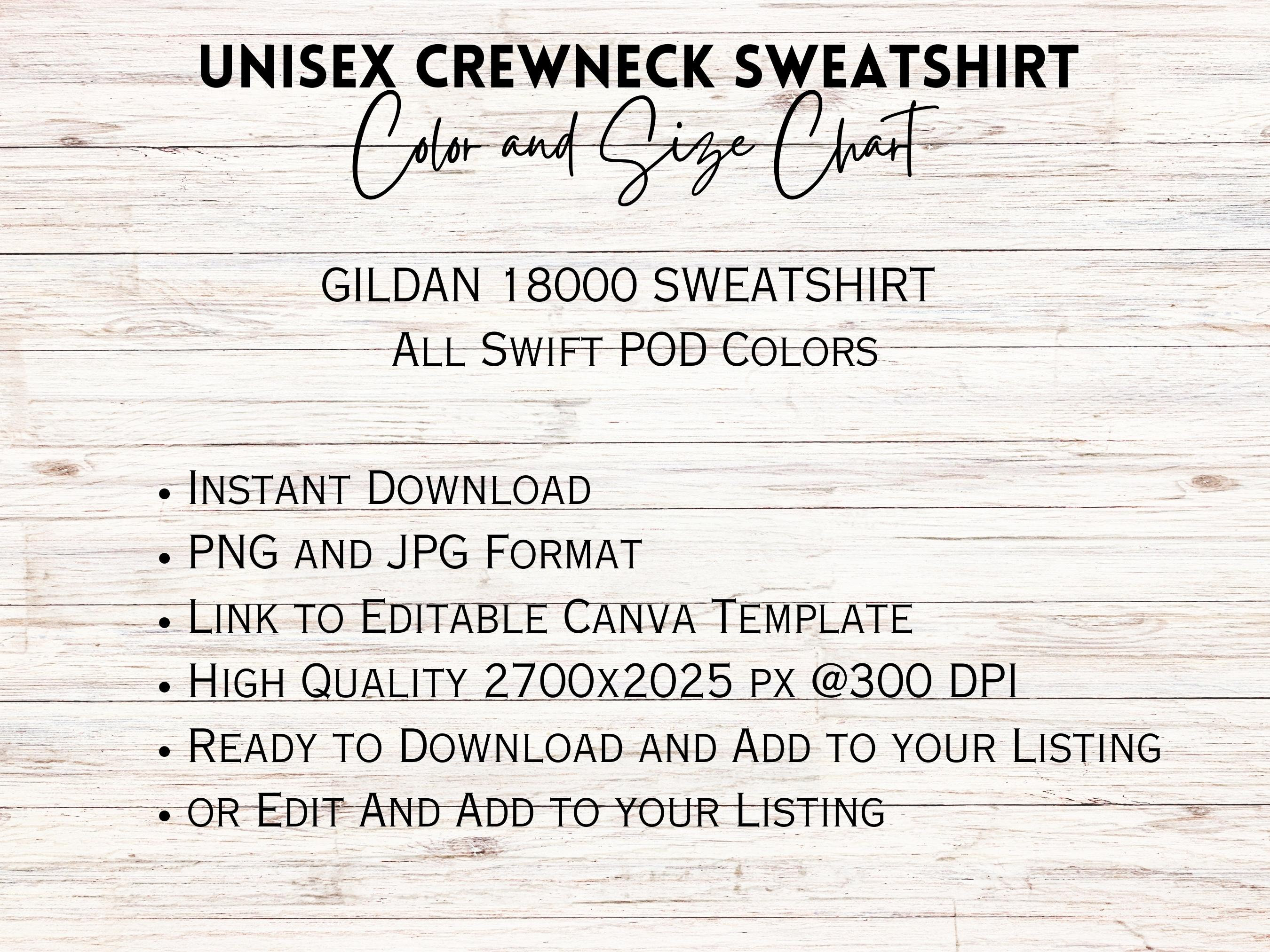 Gildan 18000 Sweatshirt Color and Size Chart Sweatshirt Color Chart ...