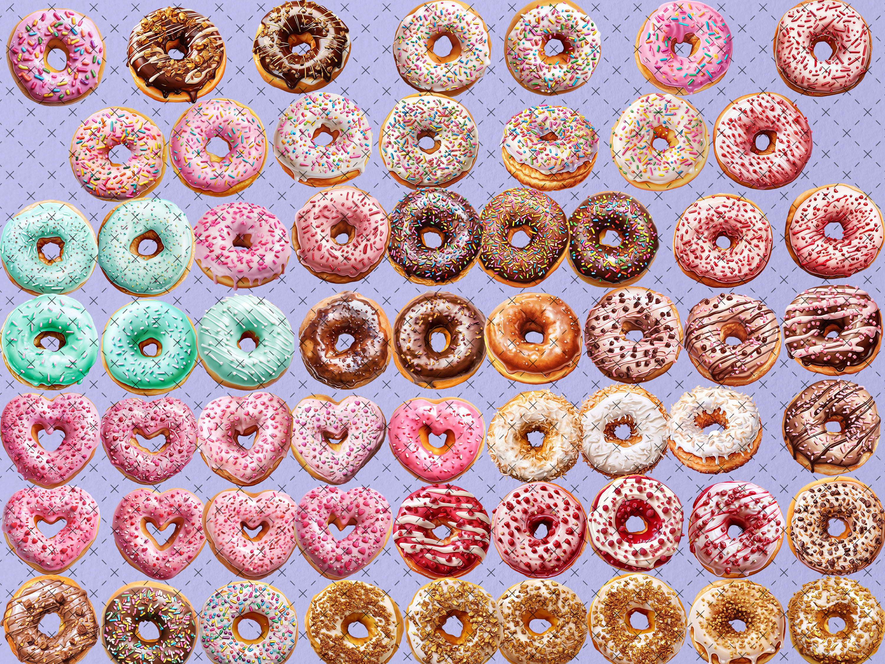160 Plus Delicious Donut Clipart Bundle, Digital Donut Illustration ...
