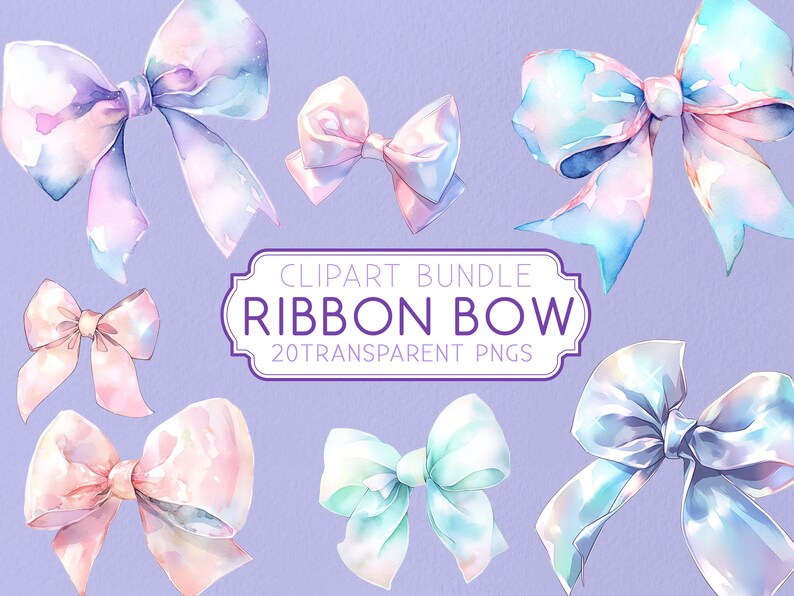 20 Ribbon Bow Clipart Bundle Set, High Quality Watercolor Clipart ...