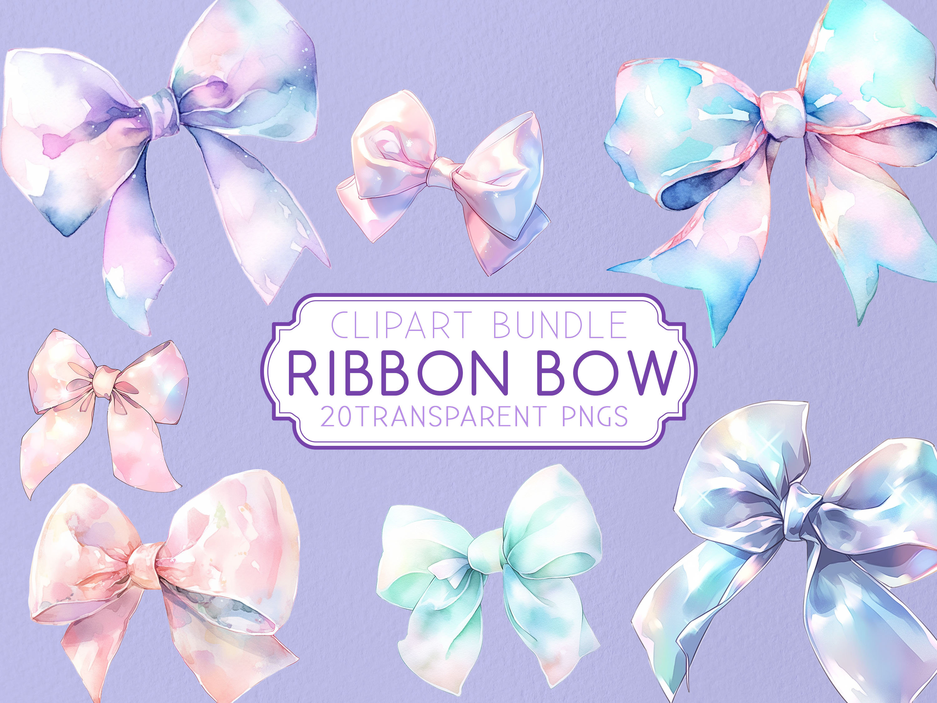 20 Ribbon Bow Clipart Bundle Set, High Quality Watercolor Clipart ...