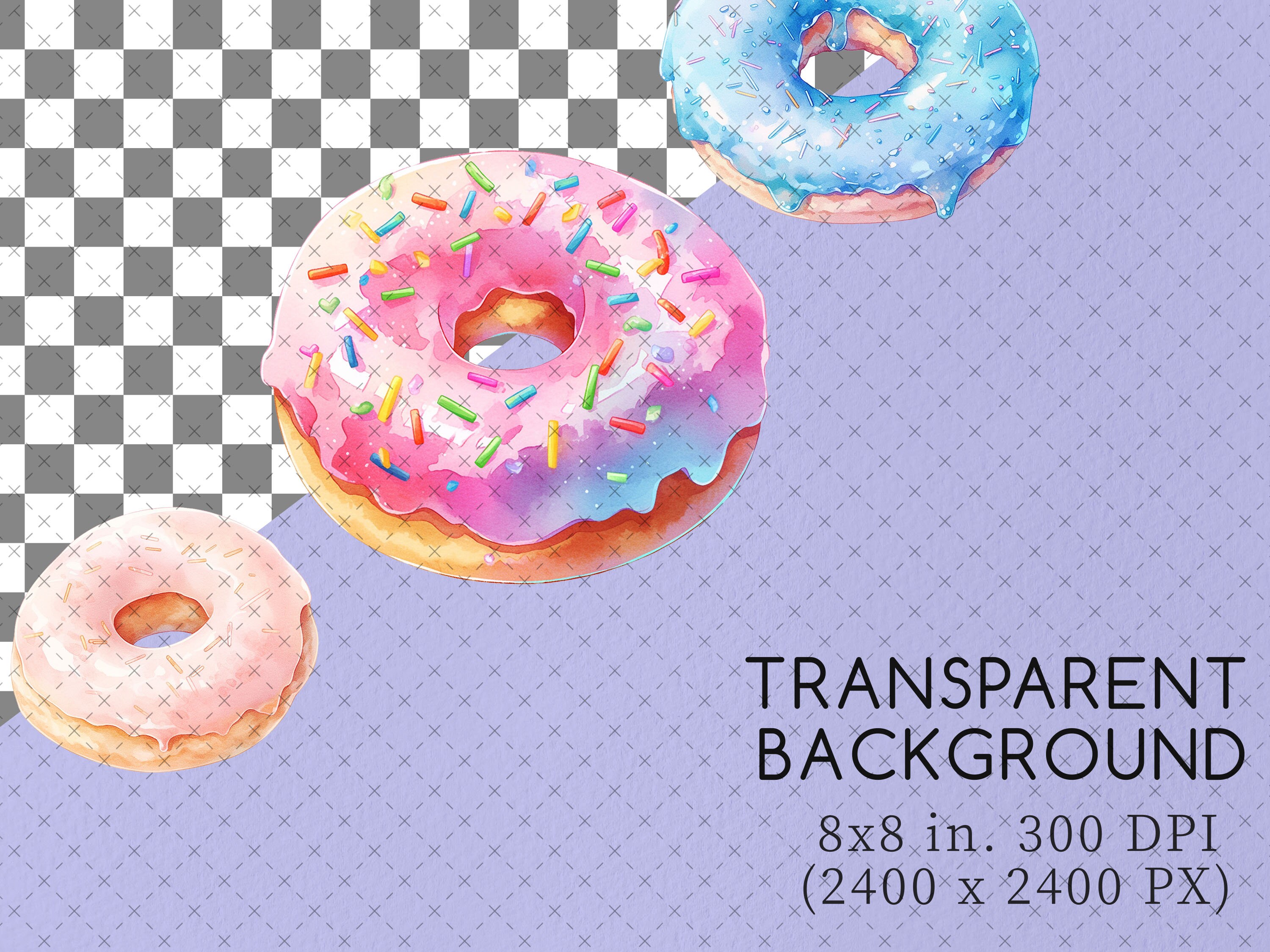 43 Pastel Donuts Clipart Bundle, Digital Donut Illustration Pack, Clip ...