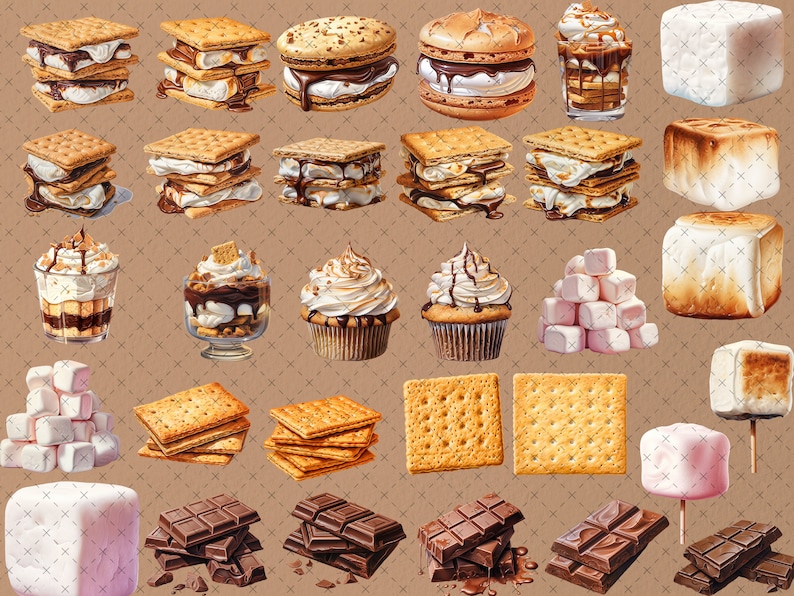 31 S'mores Digital Clipart Bundle, Digital Smores Illustration Pack ...