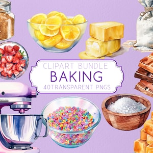40 Baking Items Clipart Bundle Set, High Quality Watercolor Clipart ...