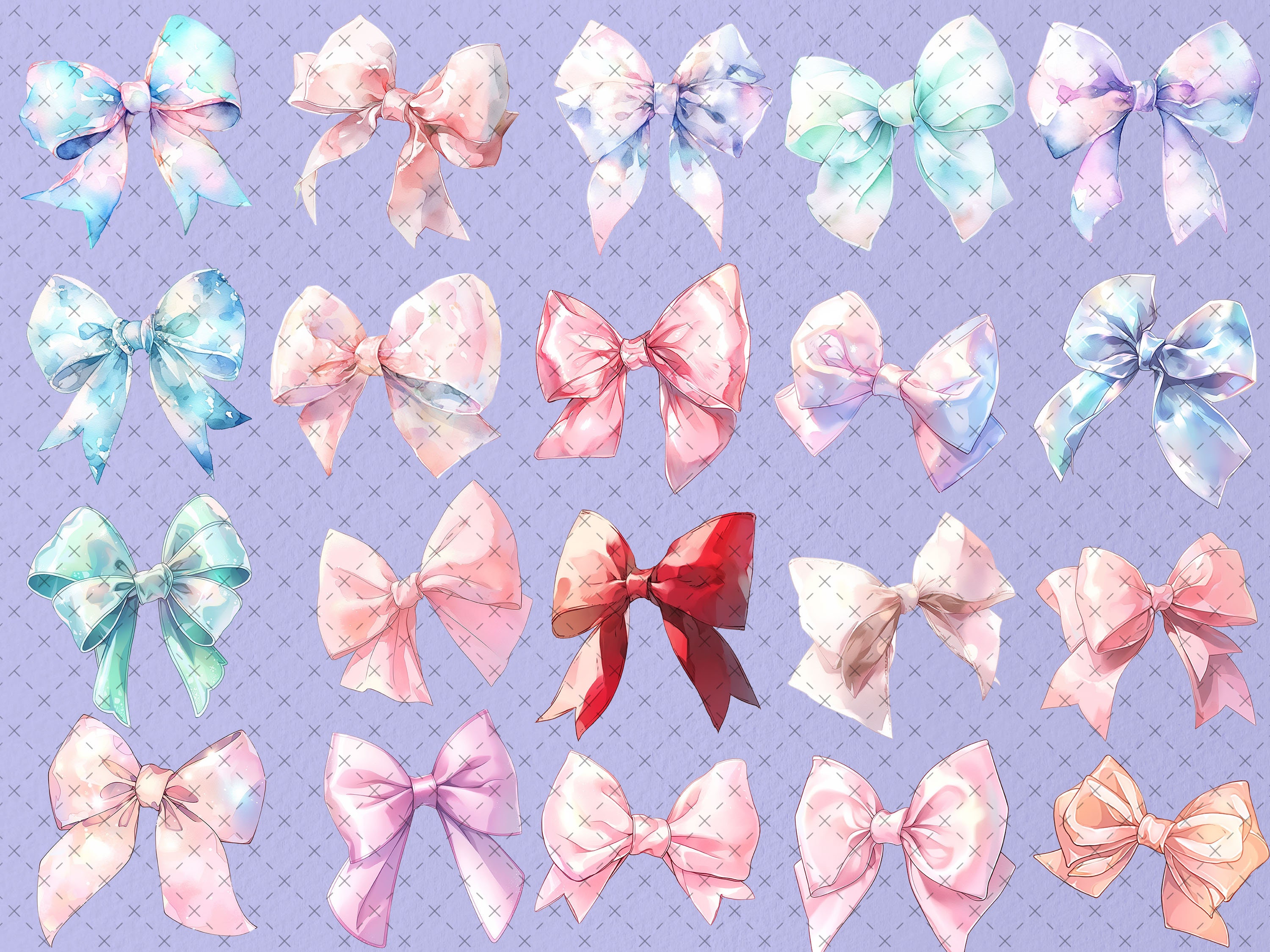 20 Ribbon Bow Clipart Bundle Set, High Quality Watercolor Clipart ...
