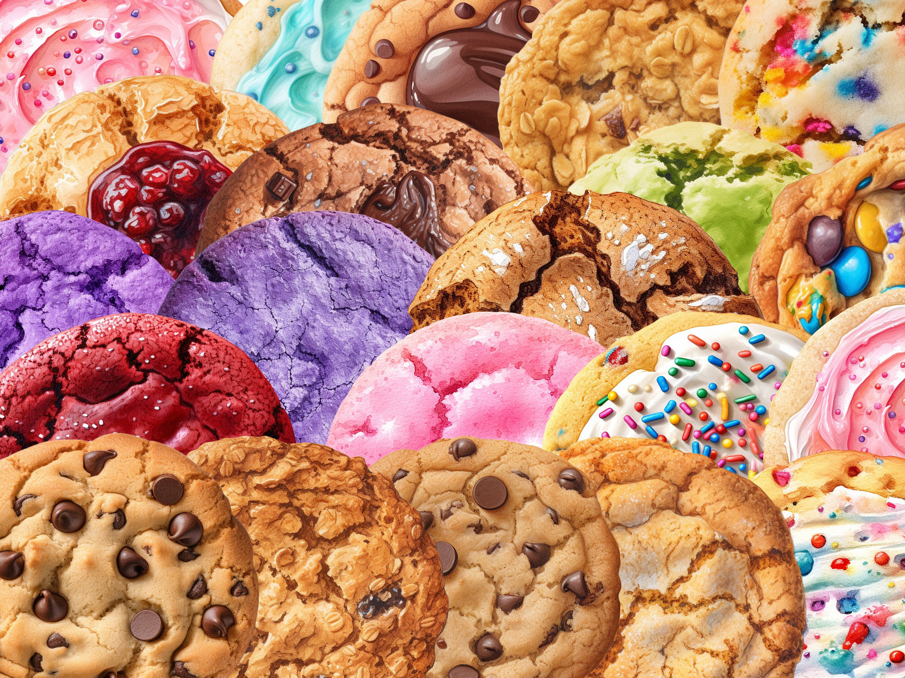 110 Plus Yummy Cookie Clipart Bundle, Digital Cookie Illustration Pack ...