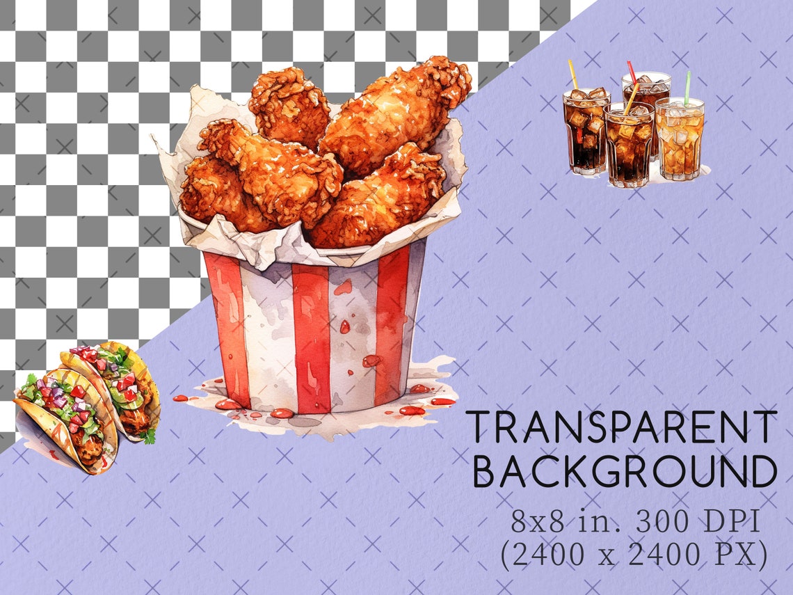 25 Fast Food Clipart Bundle Set, High Quality Watercolor Clipart ...