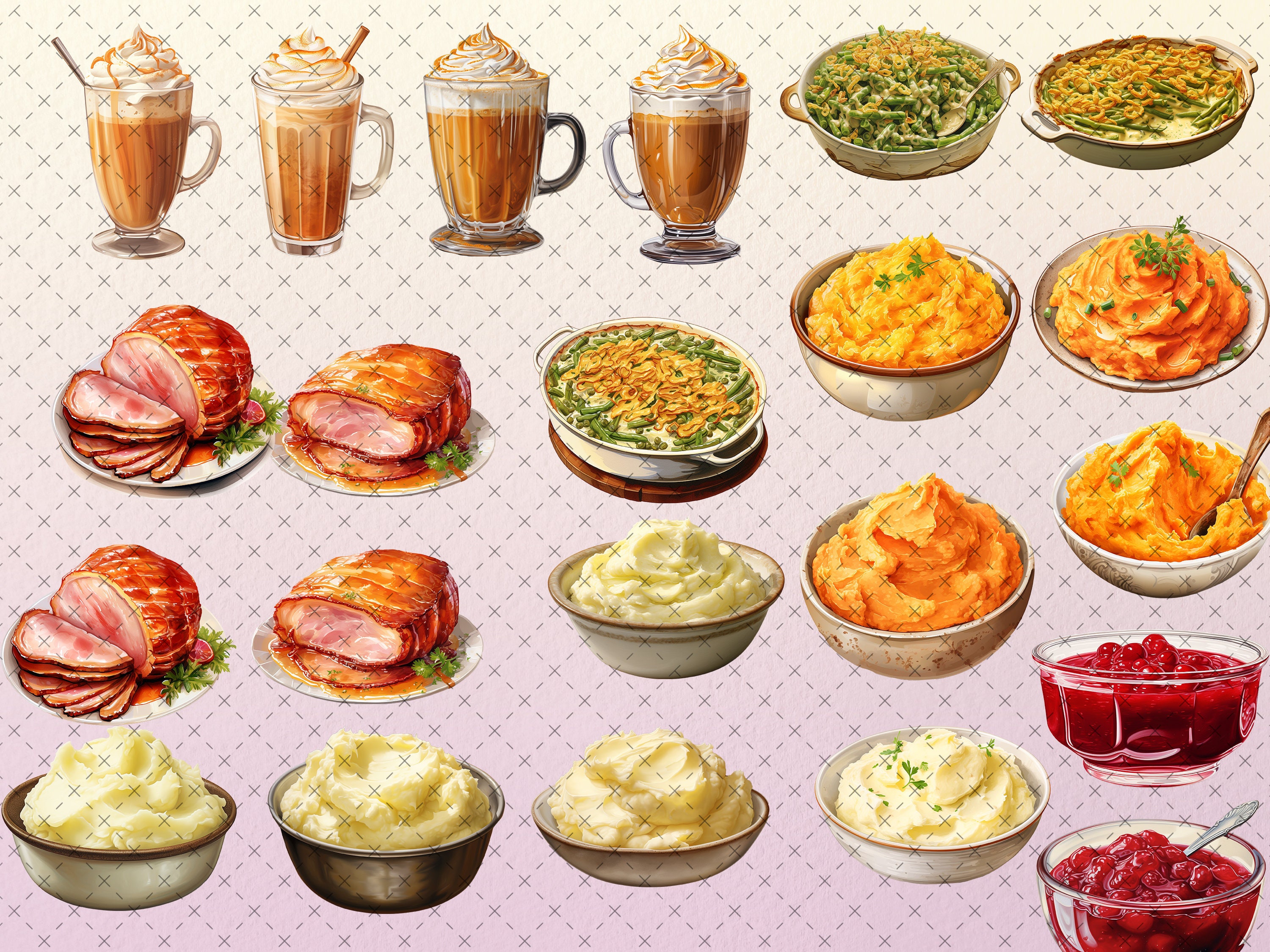 67 Thanksgiving Feast Cute Digital Clipart Bundle, Watercolor ...