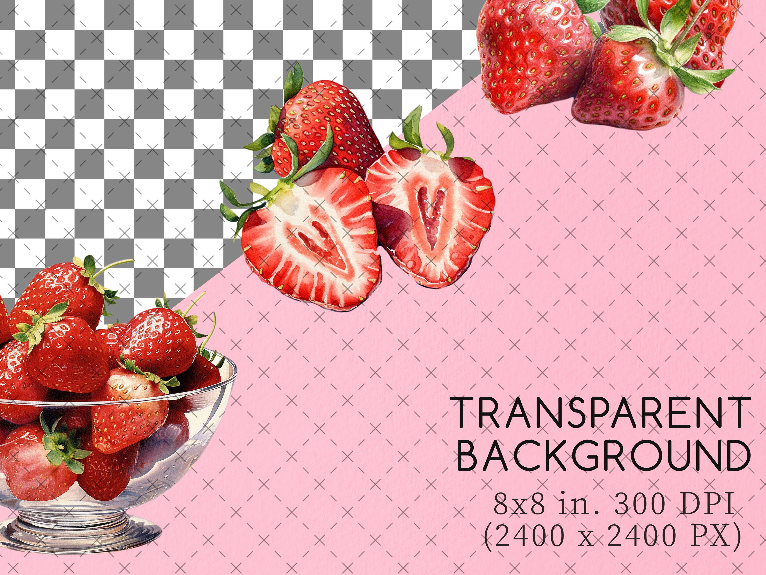 32 Strawberry Clipart Bundle Set, High Quality Watercolor Clipart ...