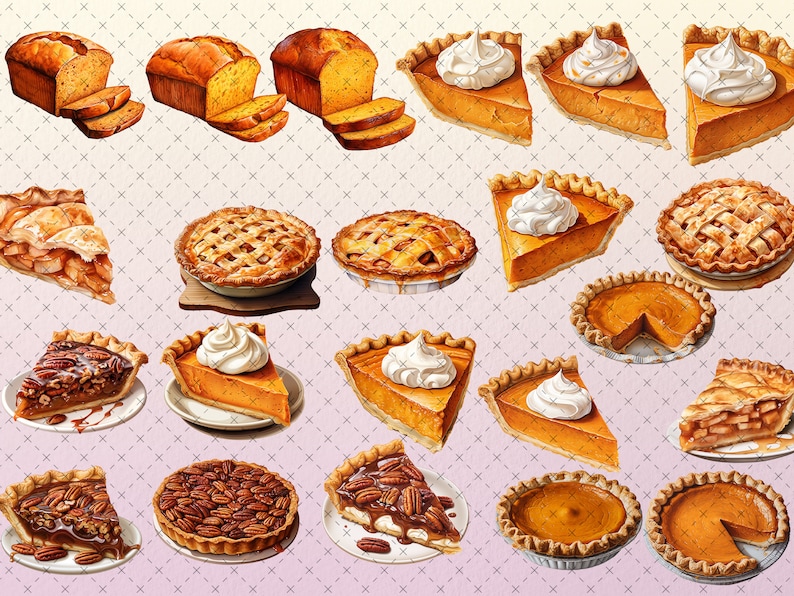 67 Thanksgiving Feast Cute Digital Clipart Bundle, Watercolor ...