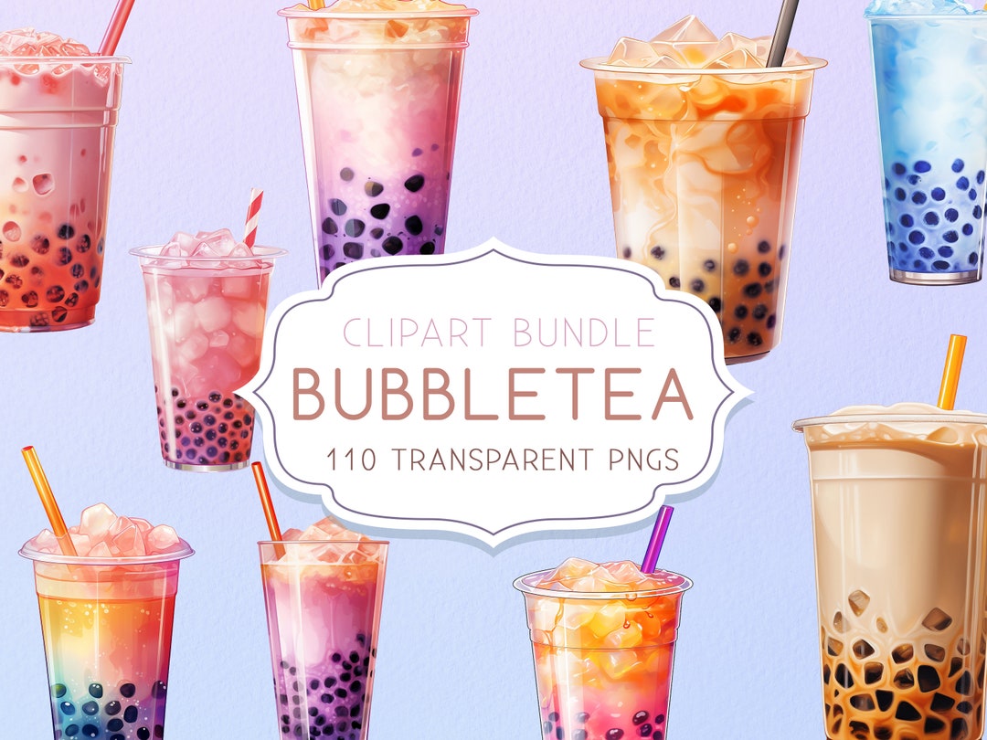 110 Bubbletea Boba Tea Mega Clipart Bundle Set, Watercolor Clipart ...
