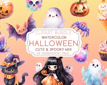 59 HALLOWEEN Spooky Cute Digital Clipart Bundle Digital - Etsy