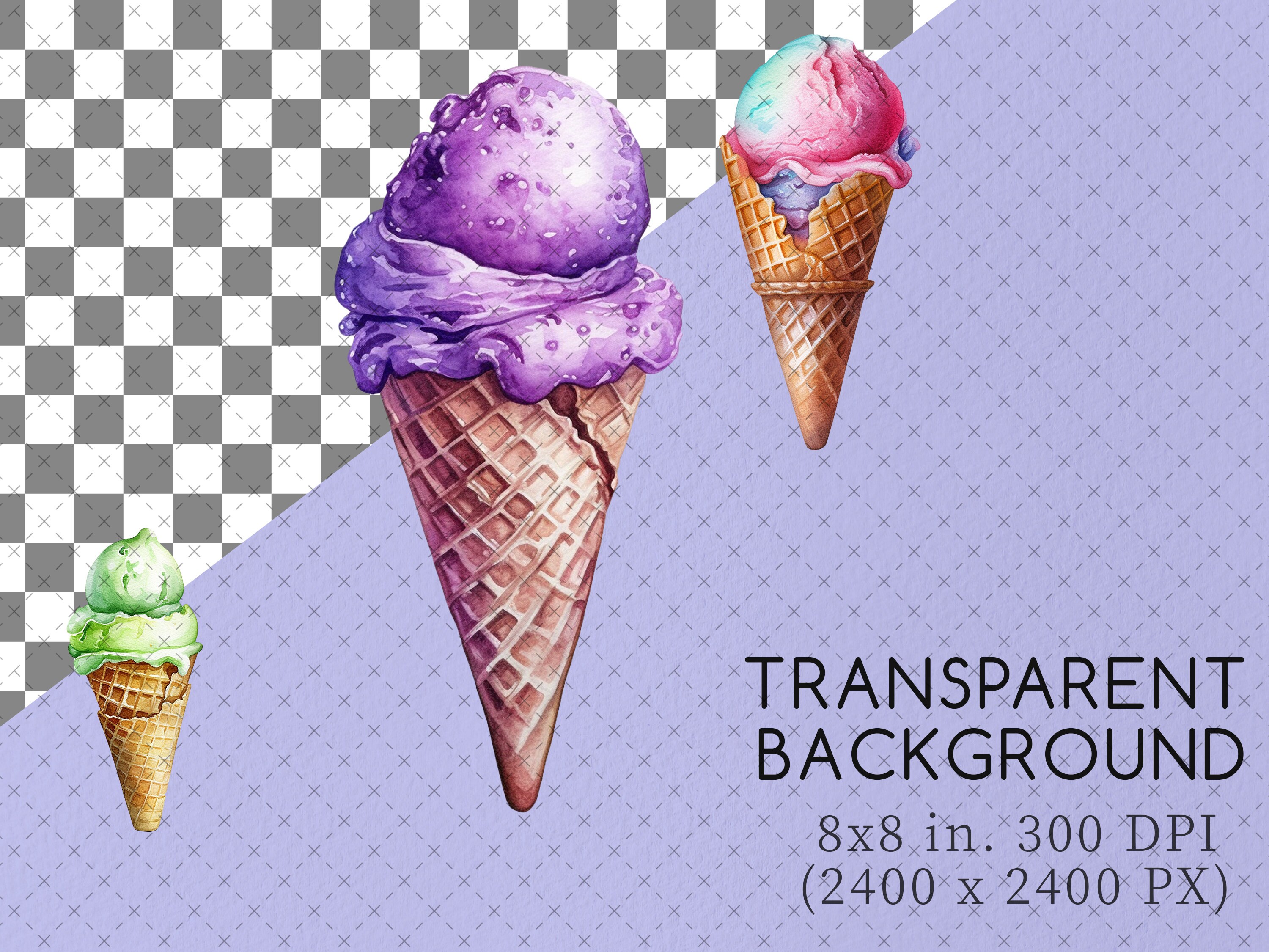 20 Ice Cream Cone Clipart Bundle Set, High Quality Clipart ...