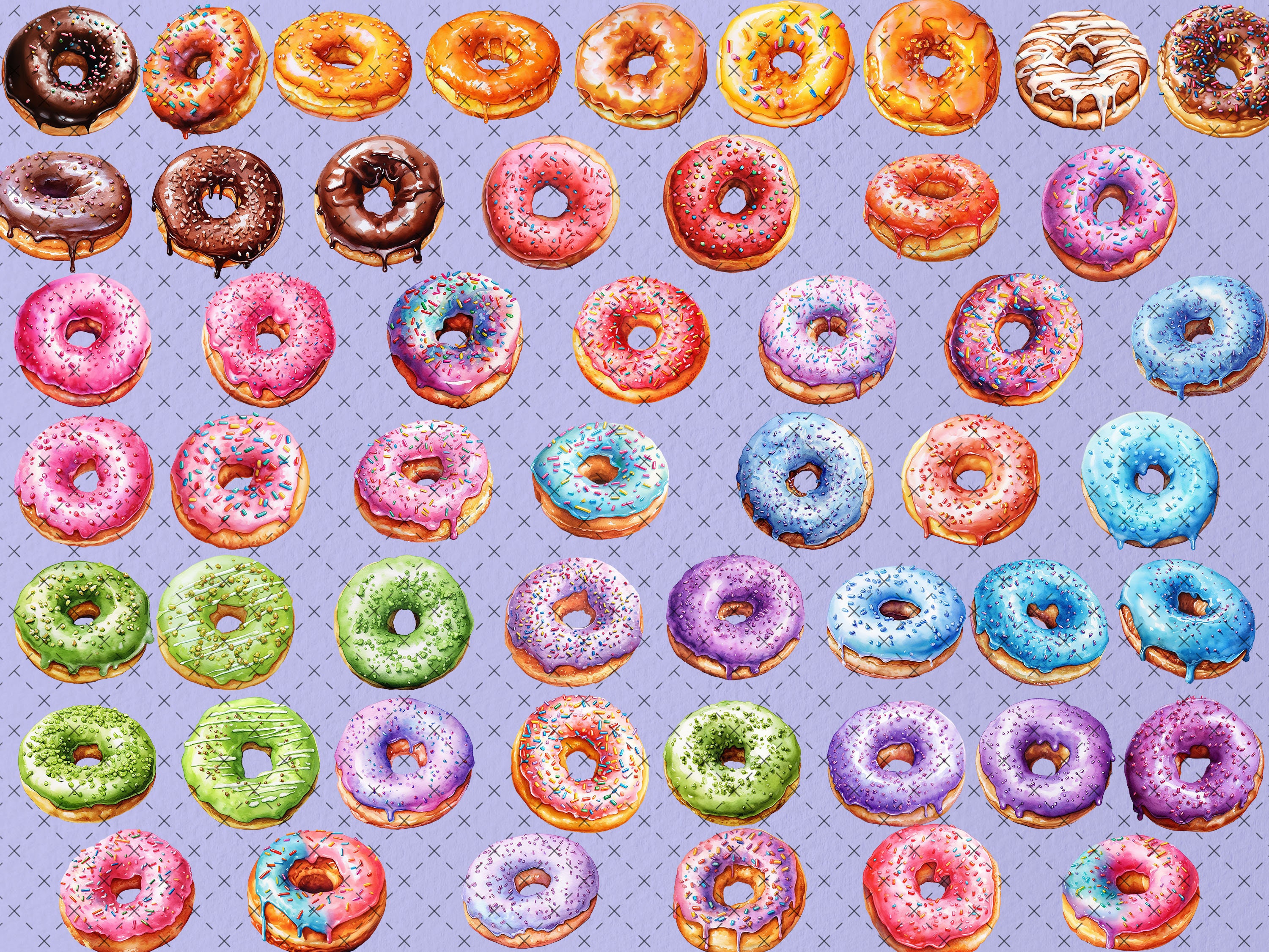 160 Plus Delicious Donut Clipart Bundle, Digital Donut Illustration ...