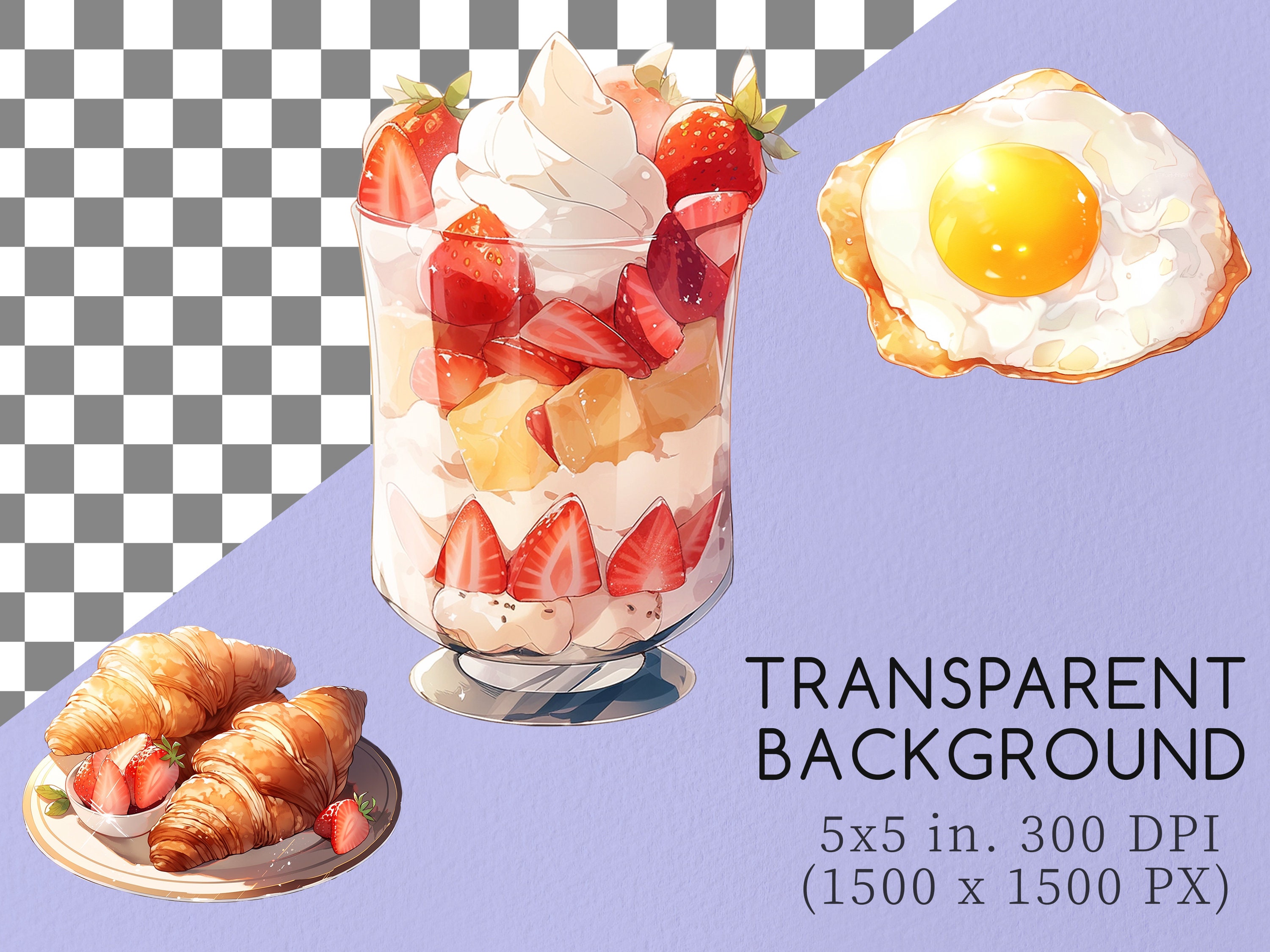 67 Breakfast Item Clipart Bundle Set, Watercolor Clipart, Watercolor ...