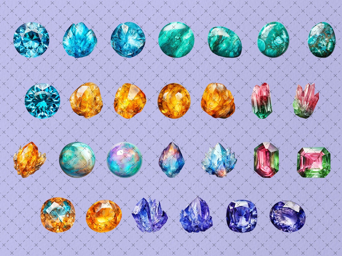84 Birthstones Clipart Bundle, Digital Illustration Pack, Clip-art ...