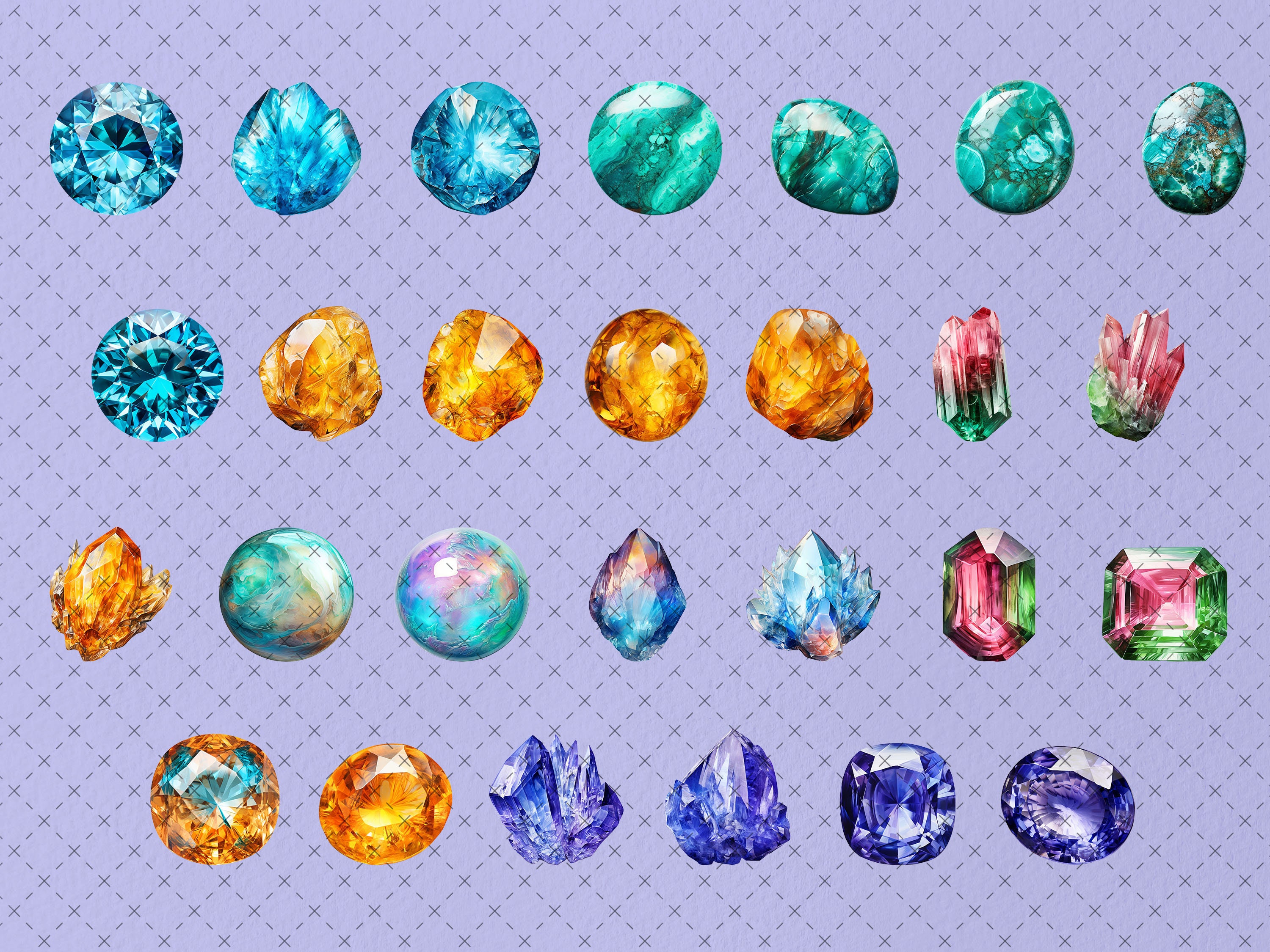 84 Birthstones Clipart Bundle, Digital Illustration Pack, Clip-art ...