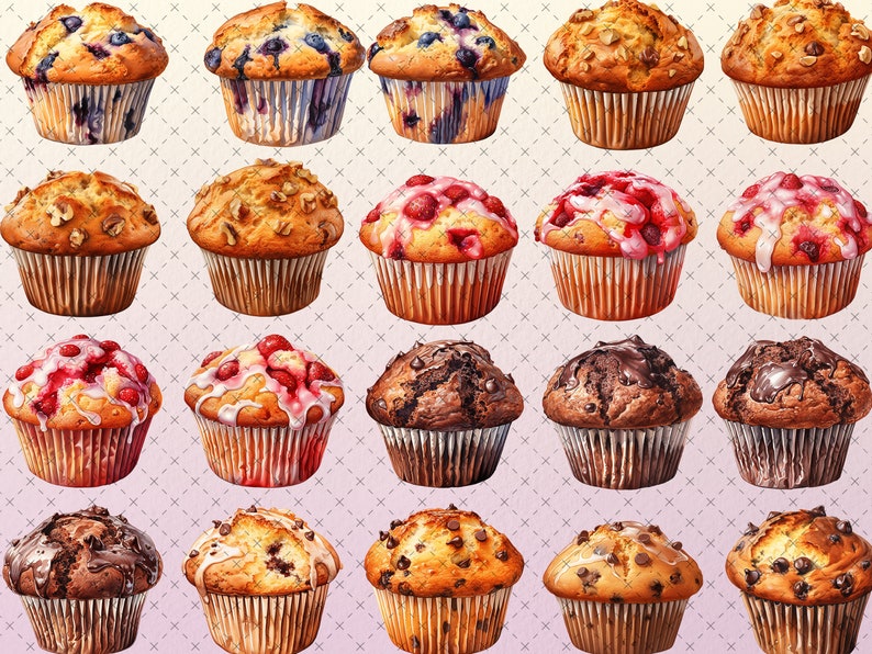 40 MUFFINS Clipart Bundle Set, High Quality Watercolor Clipart ...